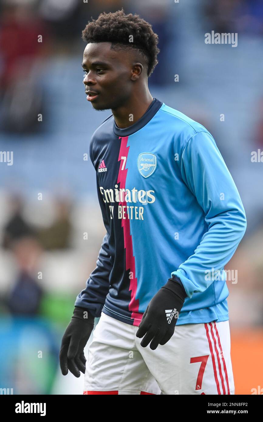 Bukayo Saka #7 of Arsenal during the pre-game warmup ahead of the ...