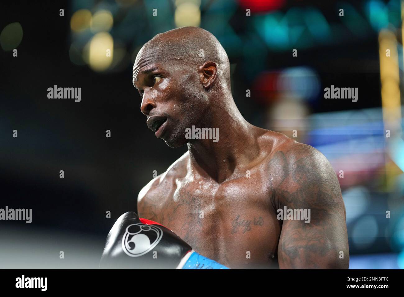 Former NFL wide receiver Chad "Ochocinco" Johnson during a boxing ...