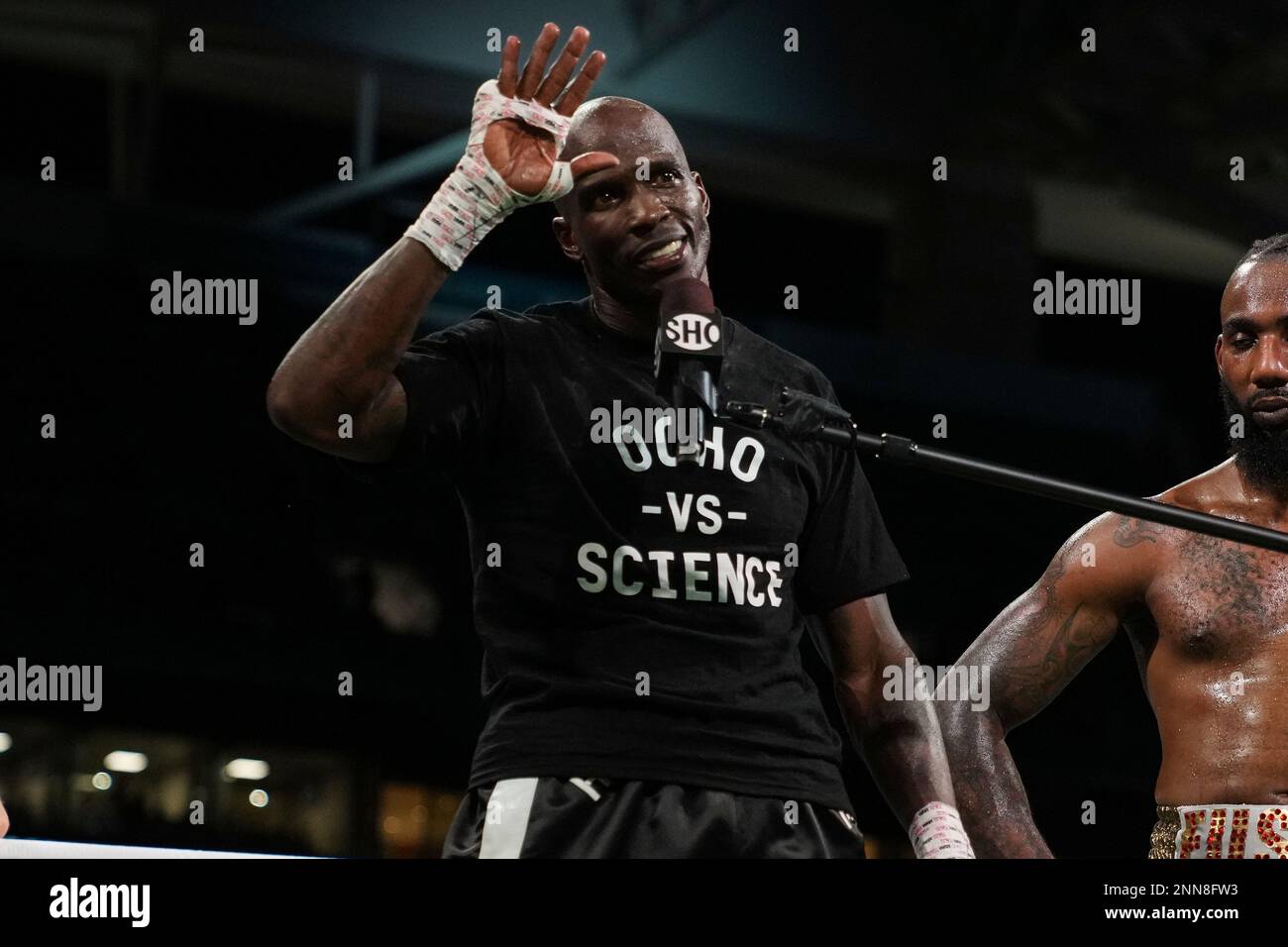 Former NFL wide receiver Chad "Ochocinco" Johnson during a boxing ...
