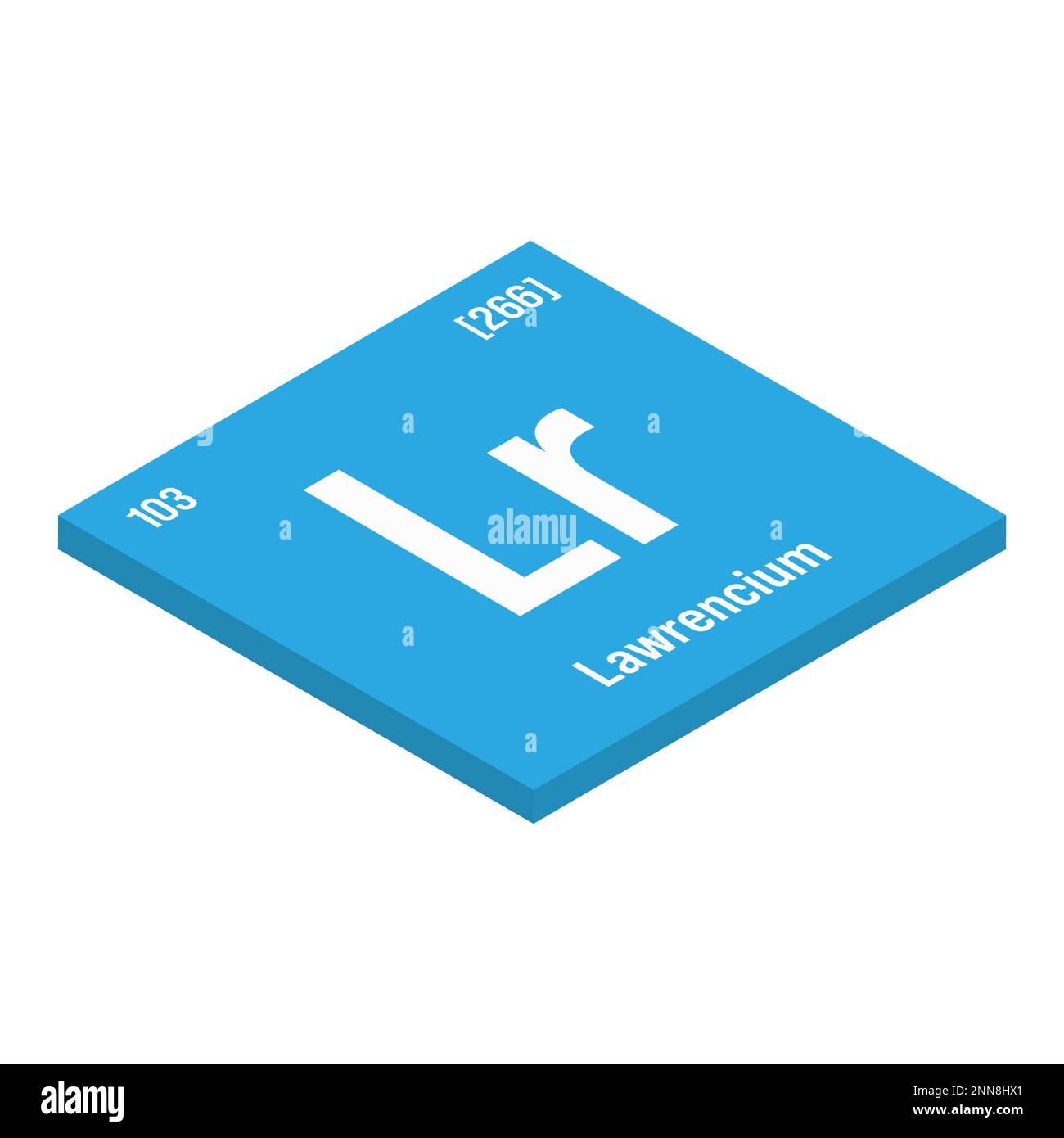 Lawrencium, Lr, periodic table element with name, symbol, atomic number ...