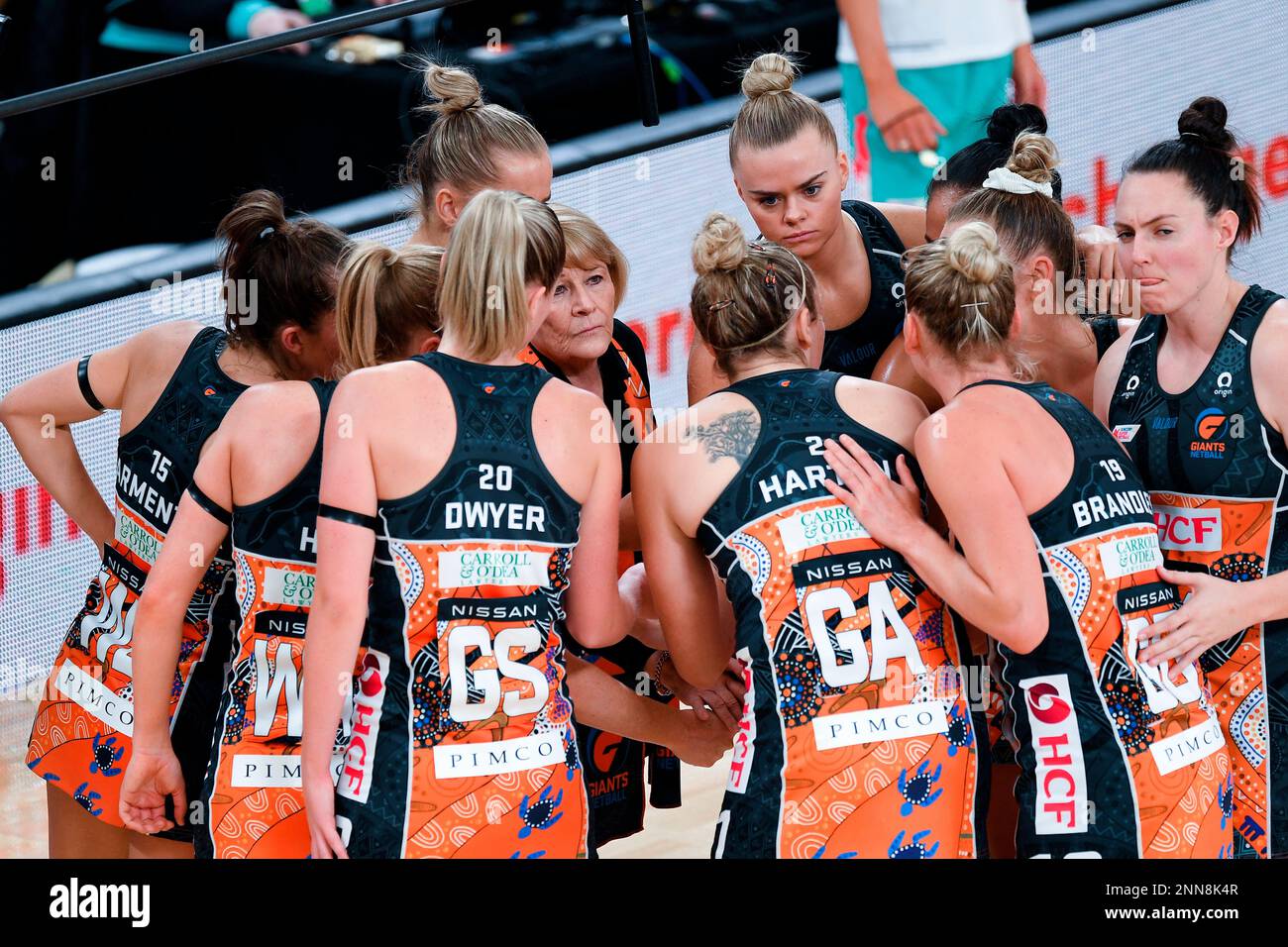 SYDNEY, AUSTRALIA - JUNE 06: Giants coach Julie Fitzgerald talks to her ...