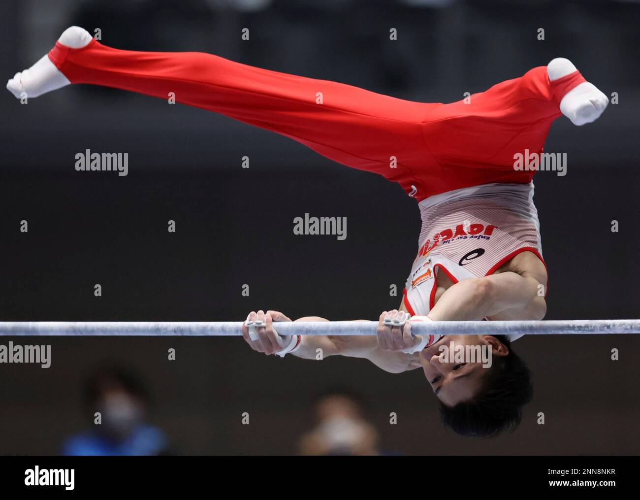 Kohei Uchimura peforms a horizontal bar during Day 1 of the All Japan ...