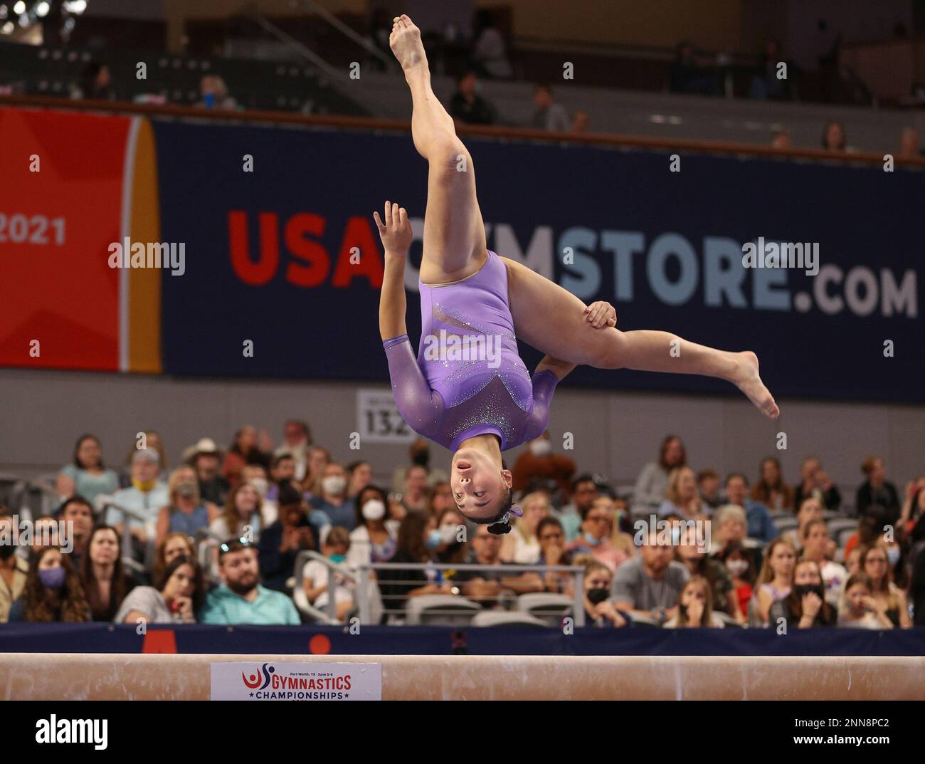 June 4, 2021: Emily Lee performs on the balance beam during Day 1 of ...