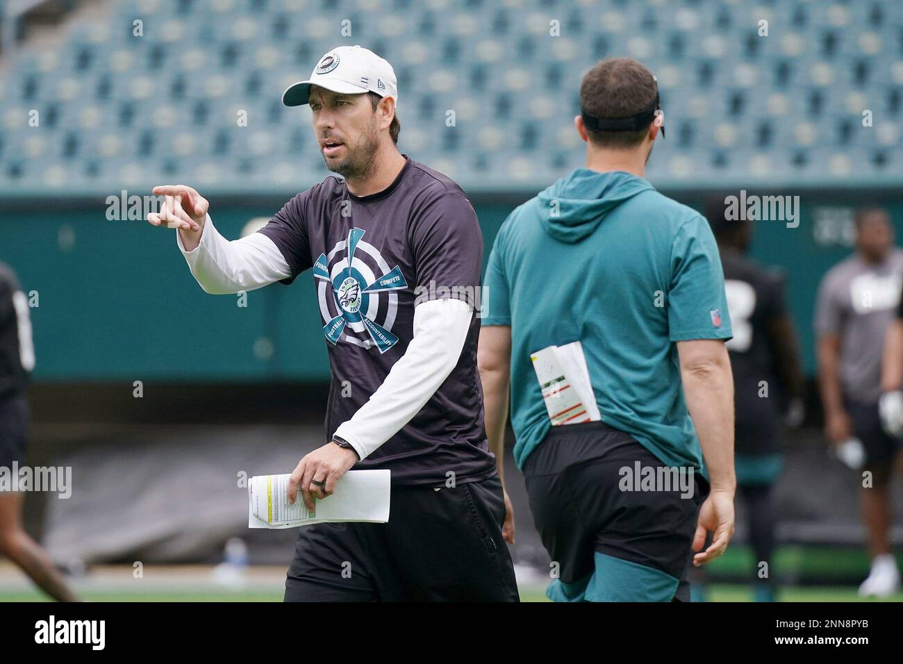 Philadelphia Eagles offensive coordinator Shane Steichen directs ...