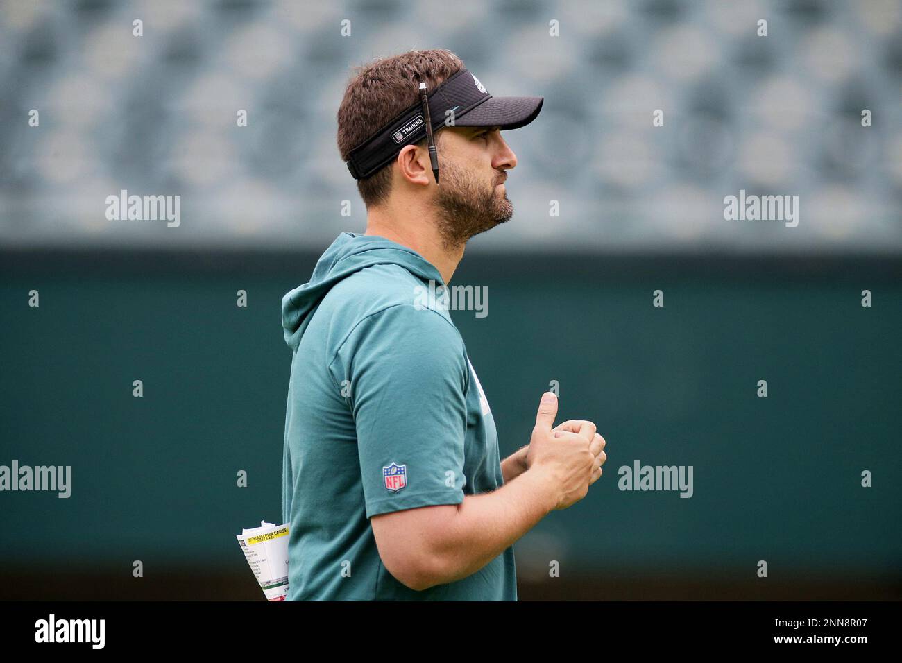 Philadelphia Eagles head coach Nick Sirianni watches players during NFL ...