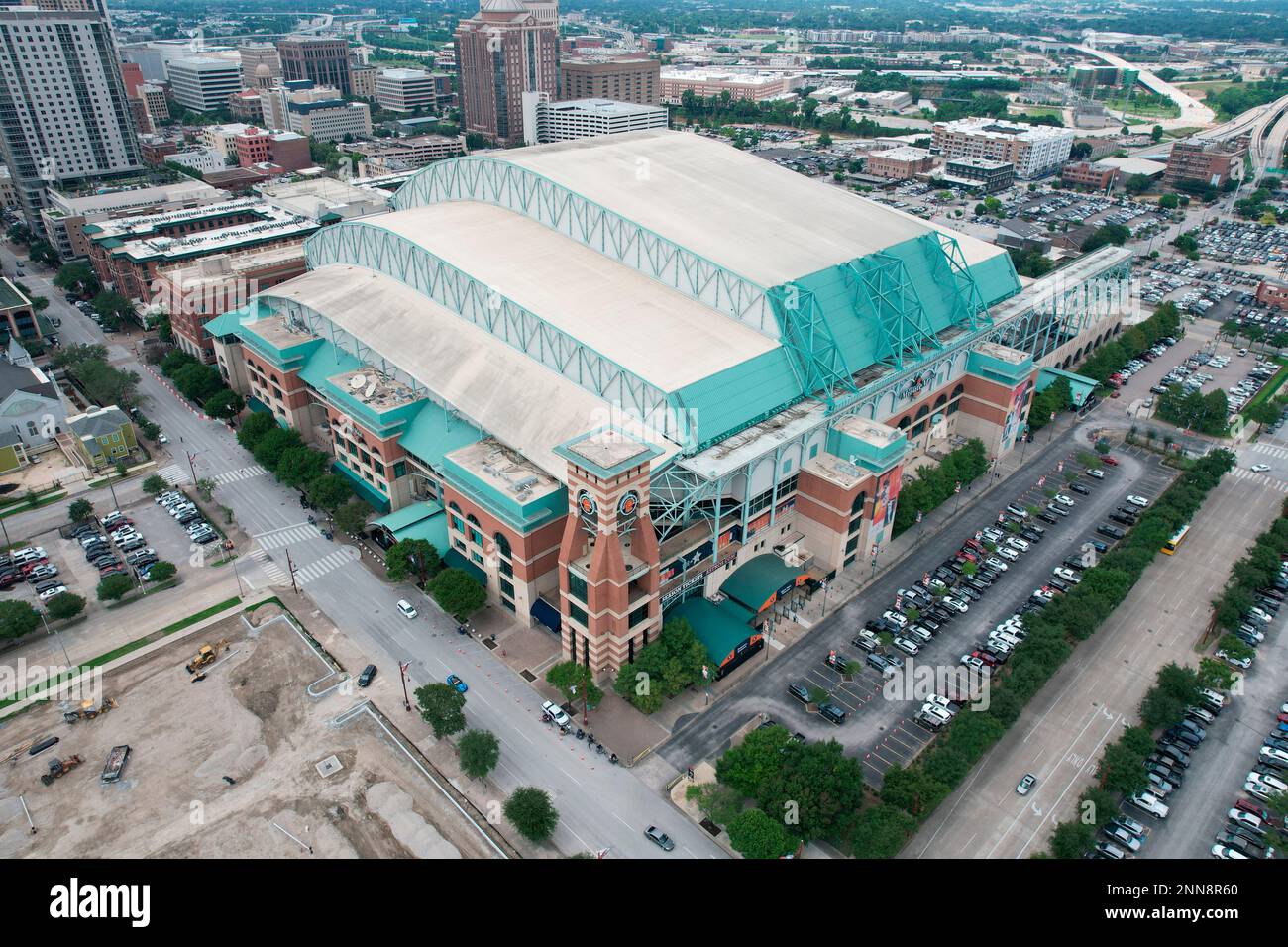 An aerial view of Minute Maid Park, Sunday, May 30, 2021, in Houston ...