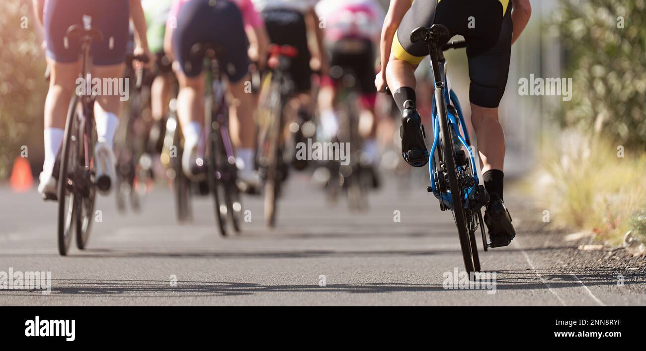 Cycling competition, cyclist athletes riding a race at high speed Stock ...