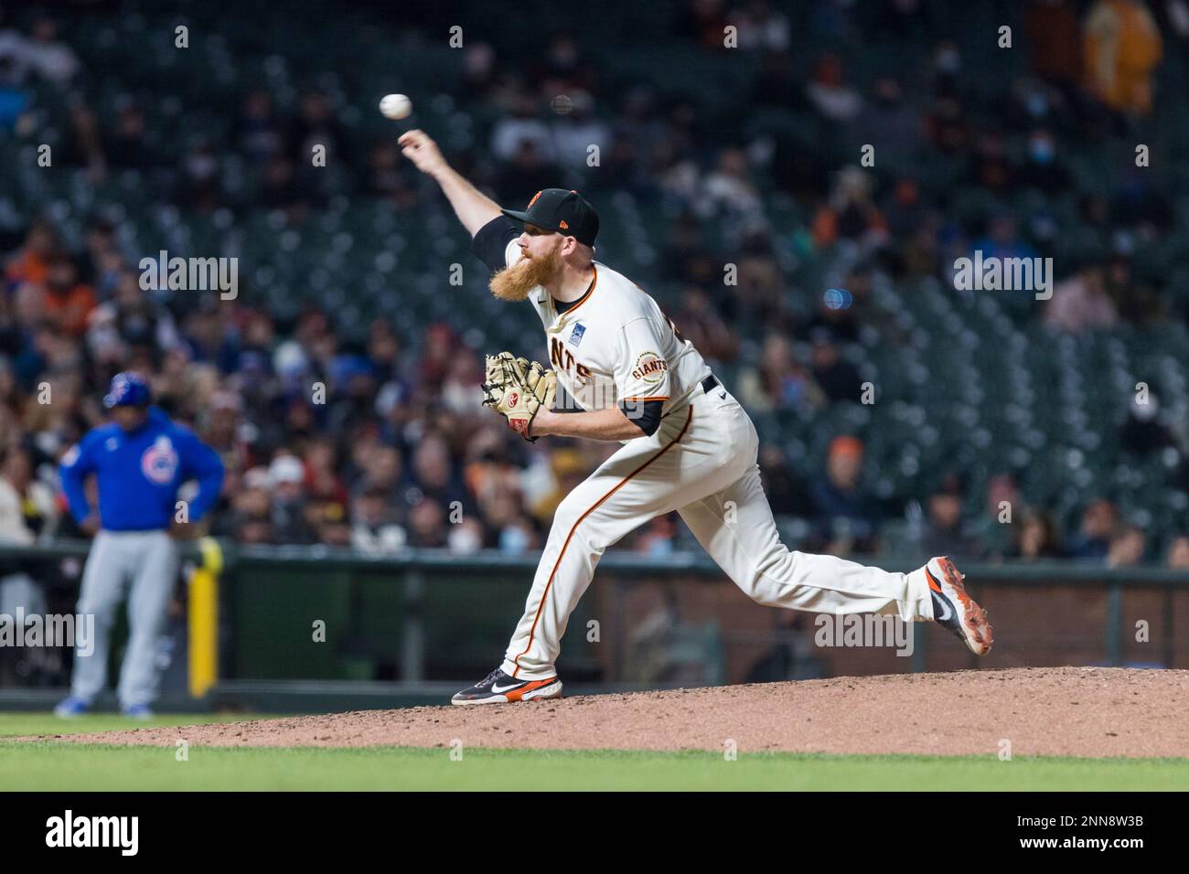 SAN FRANCISCO, CA - JUNE 03: San Francisco Giants Pitcher Zack Littell (56) throws a pitch ...