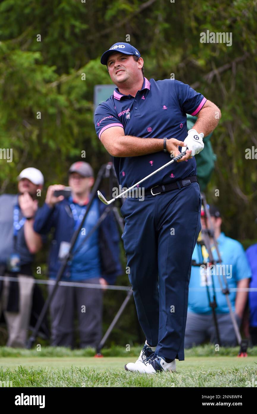 DUBLIN, OH - JUNE 03: Patrick Reed (USA) watches his tee shot on 8 ...