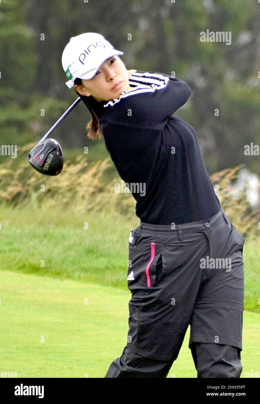 Japanese golfer Hinako Shibuno attends a practice round at The Olympic ...