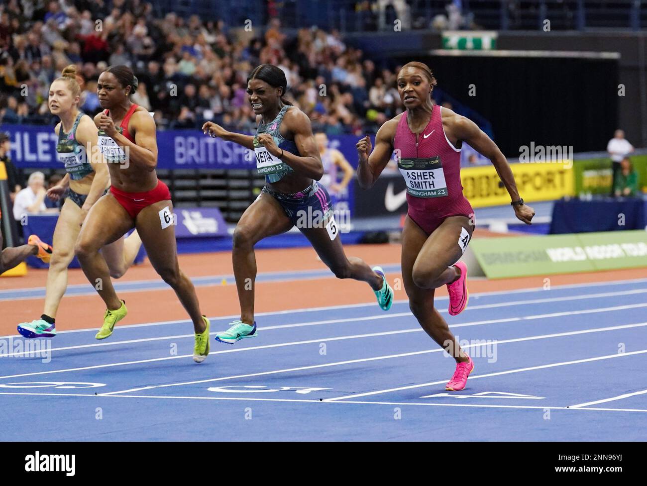 Dina Asher-Smith wins the Women's 60m Final during the Birmingham World ...