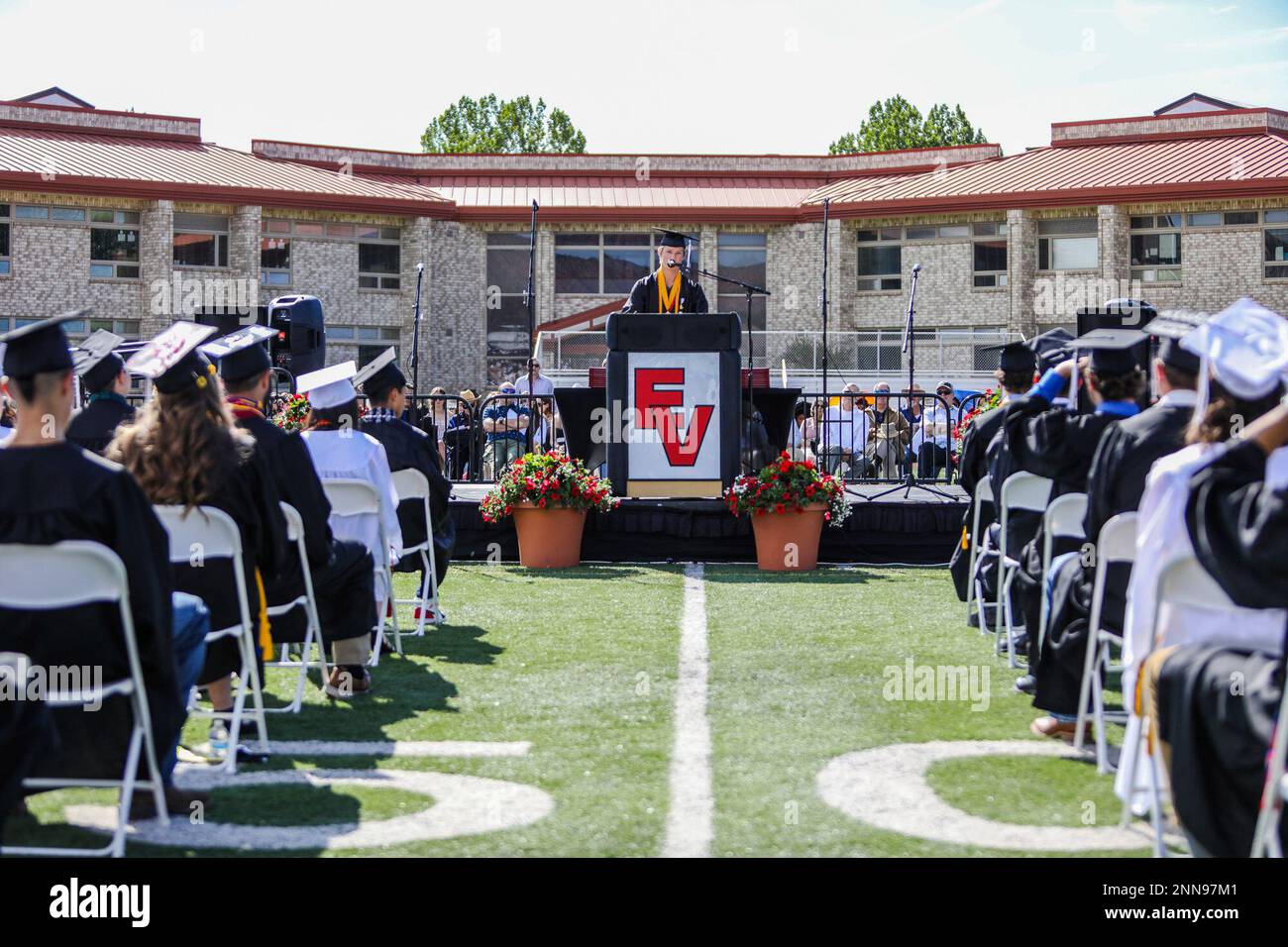 Eagle Valley Class of 2021 Valedictorian, Sebastian Witt, gives a ...