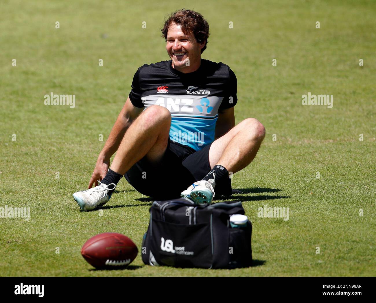 New Zealand's BJ Watling reacts during a practice session at Lord's ...