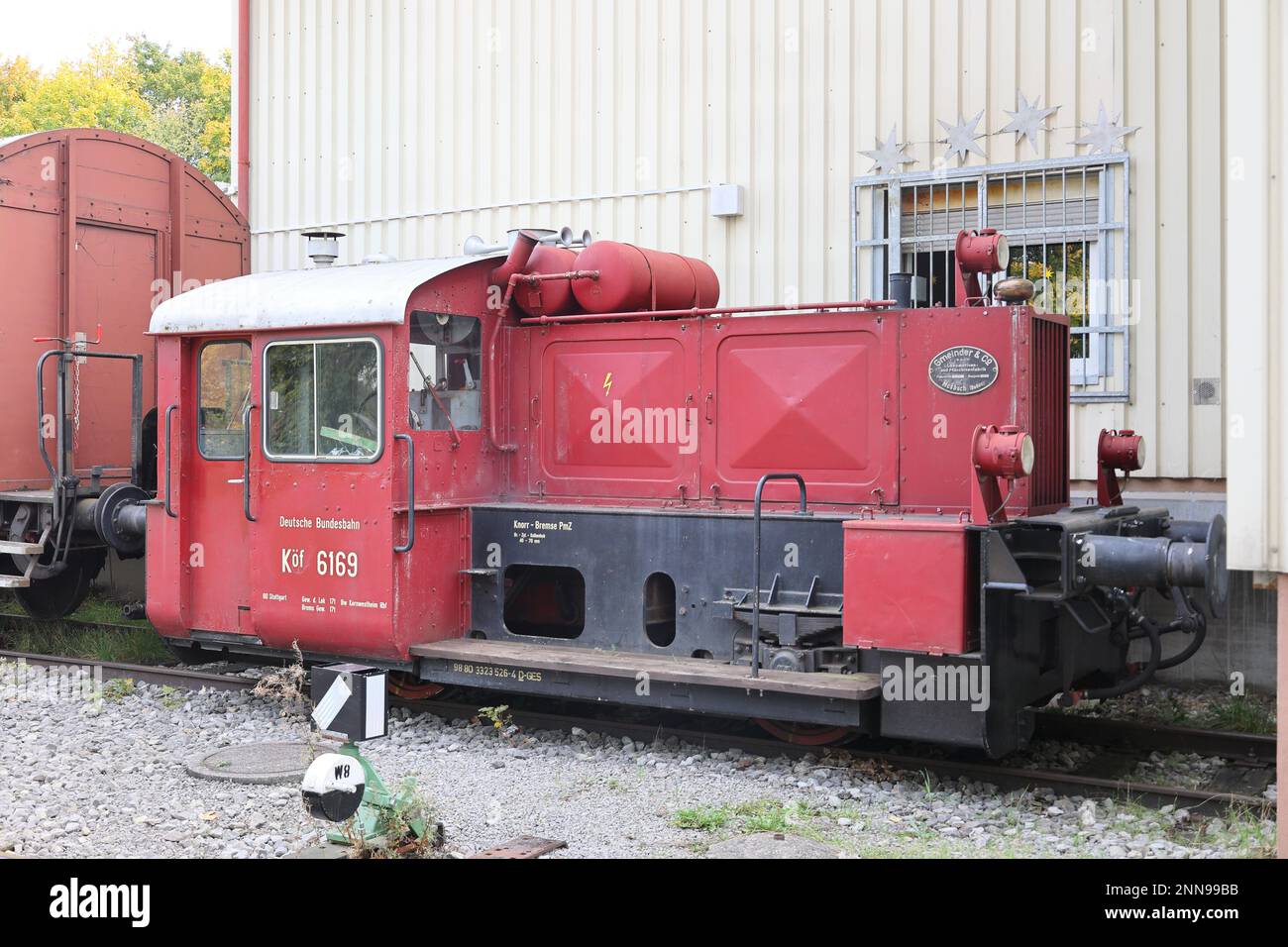 Small shunting locomotive in Weissach station Stock Photo - Alamy