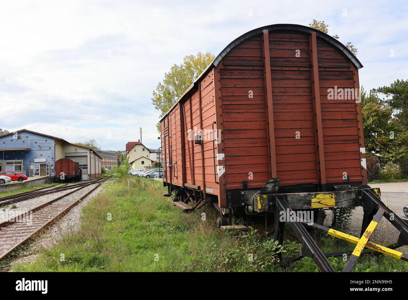 Old buffer stop in Weissach train station Stock Photo - Alamy