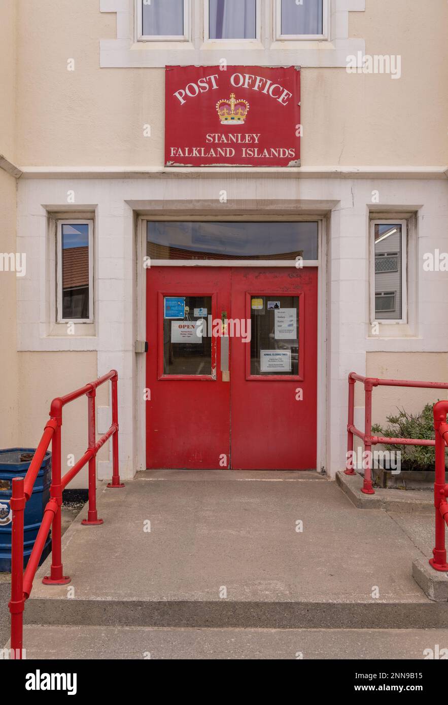 Port Stanley, Falkland Islands - 31 January 2023: Entrance to post ...