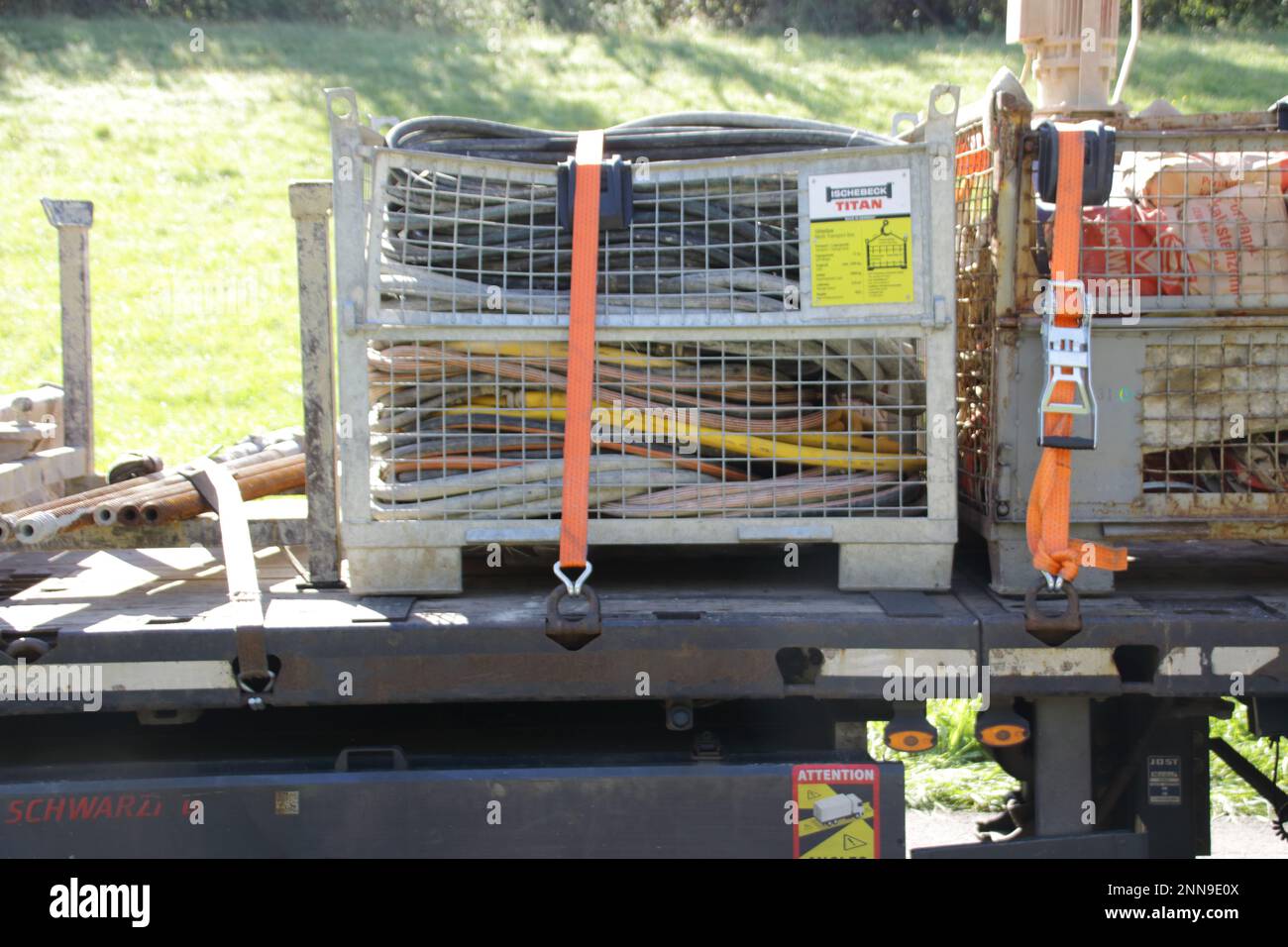 Cargo on a trailer was secured with a ratchet strap Stock Photo - Alamy