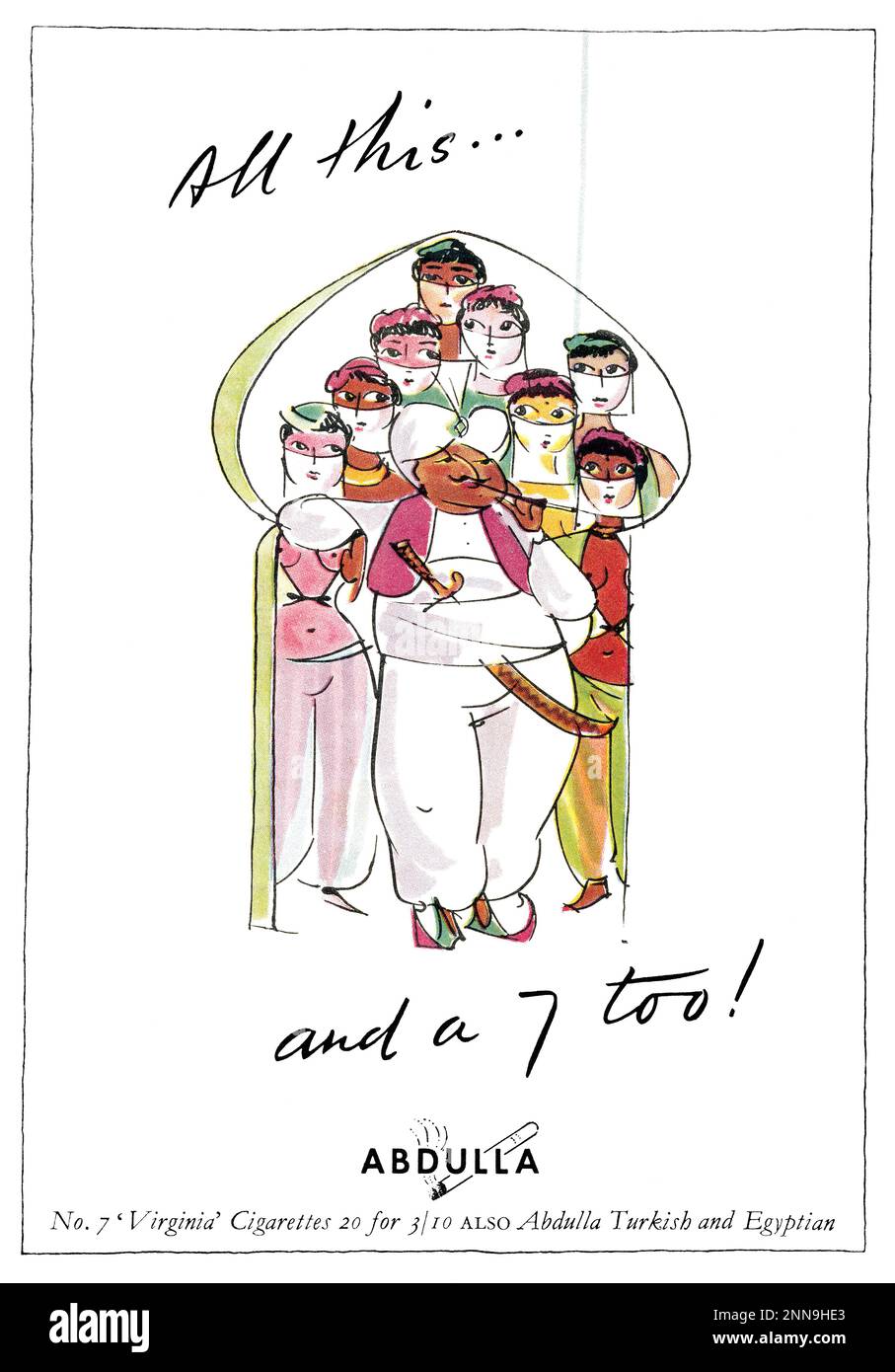 1950 British advertisement for Abdulla Number 7 cigarettes Stock Photo ...