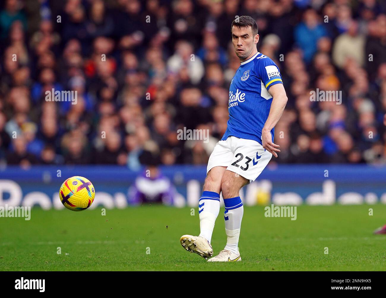 Everton captain Seamus Coleman wearing a captain?’s armband in Ukraine ...