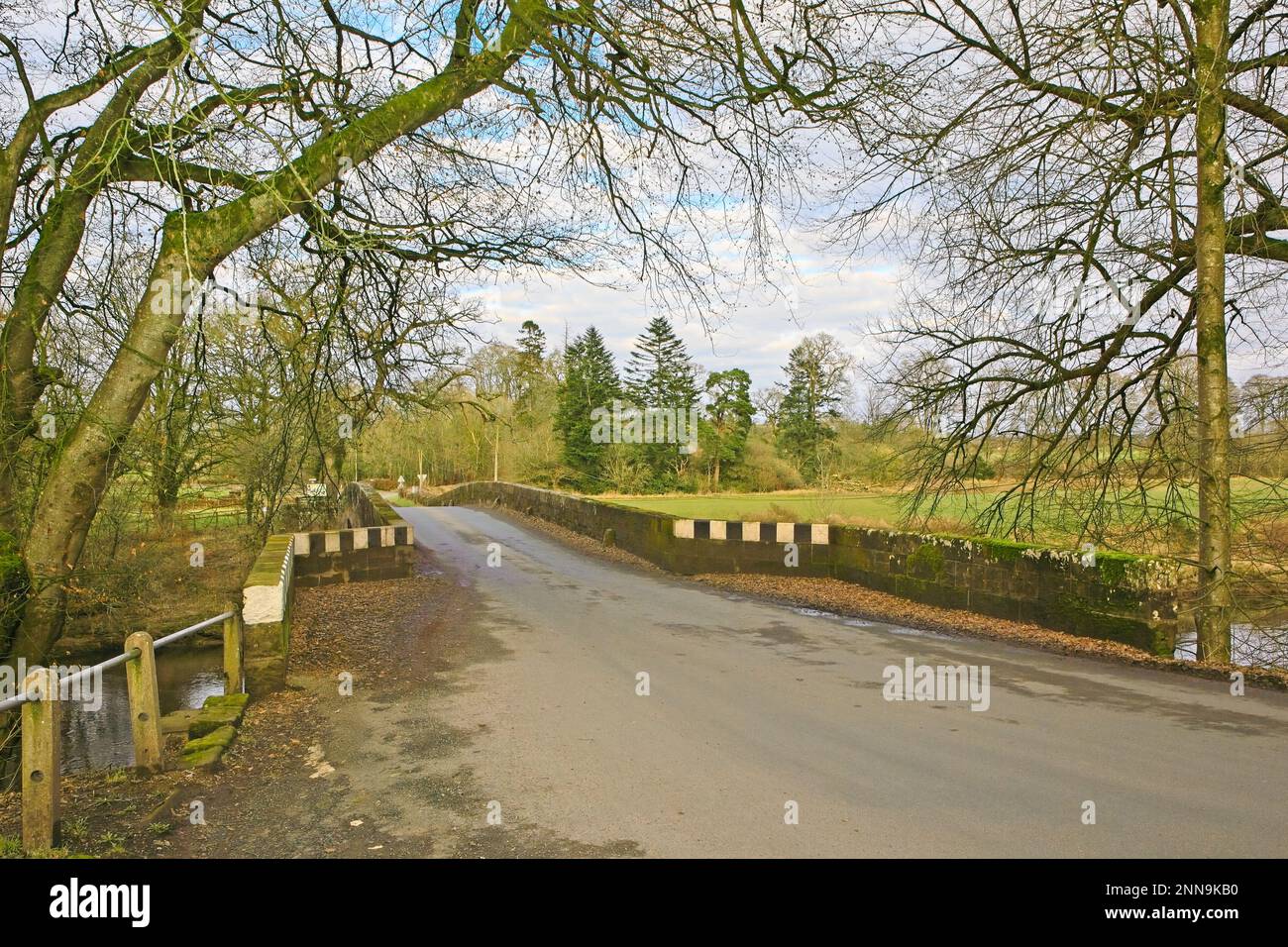 Hoddom single lane bridge that spans over the River Annan Scotland ...