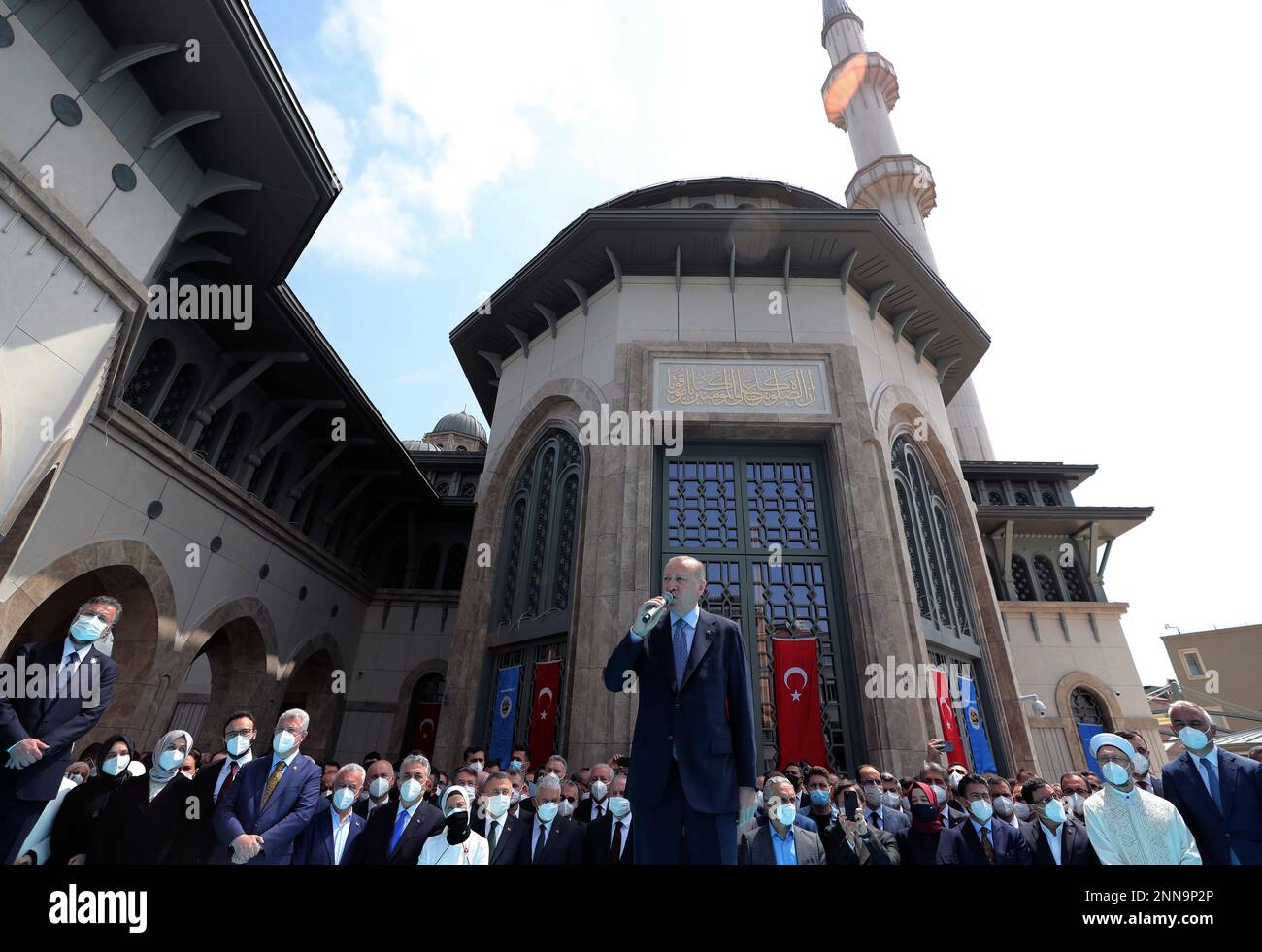 Turkish President Recep Tayyip Erdogan speaks during an inauguration ...