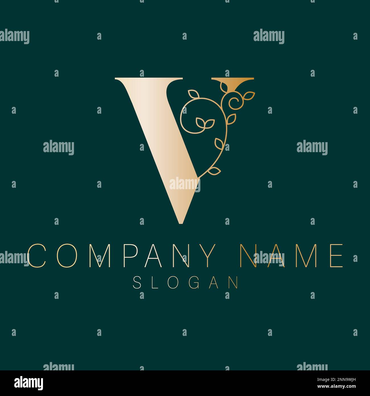 Elegant logo. V letter with leaves nature icon. V monogram logo design ...