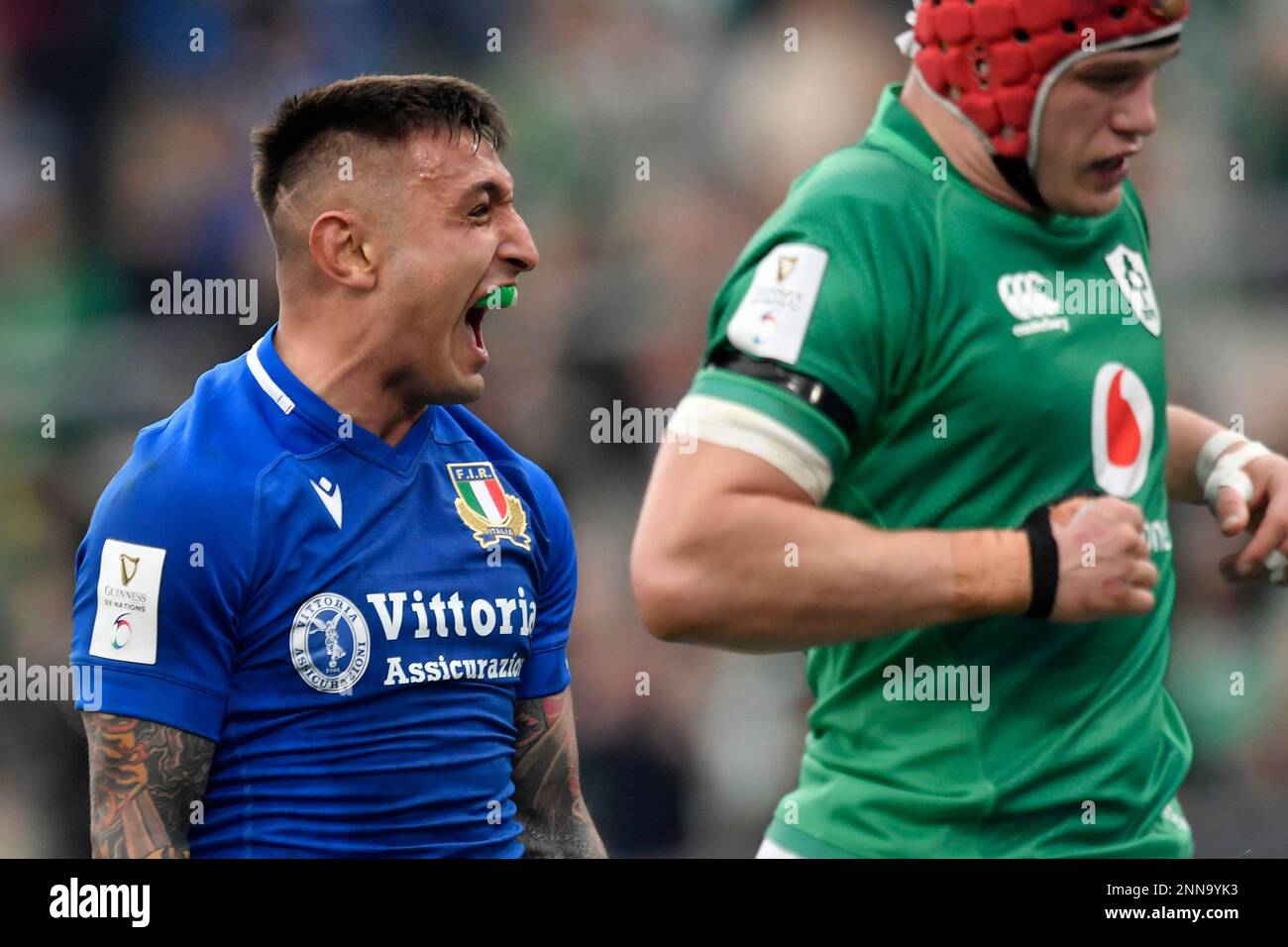Rome, Italia. 25th Feb, 2023. Pierre Bruno of Italy celebrations after ...