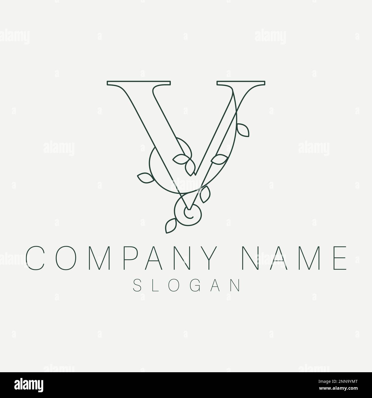 Elegant logo. V letter with leaves nature icon. V monogram logo design ...