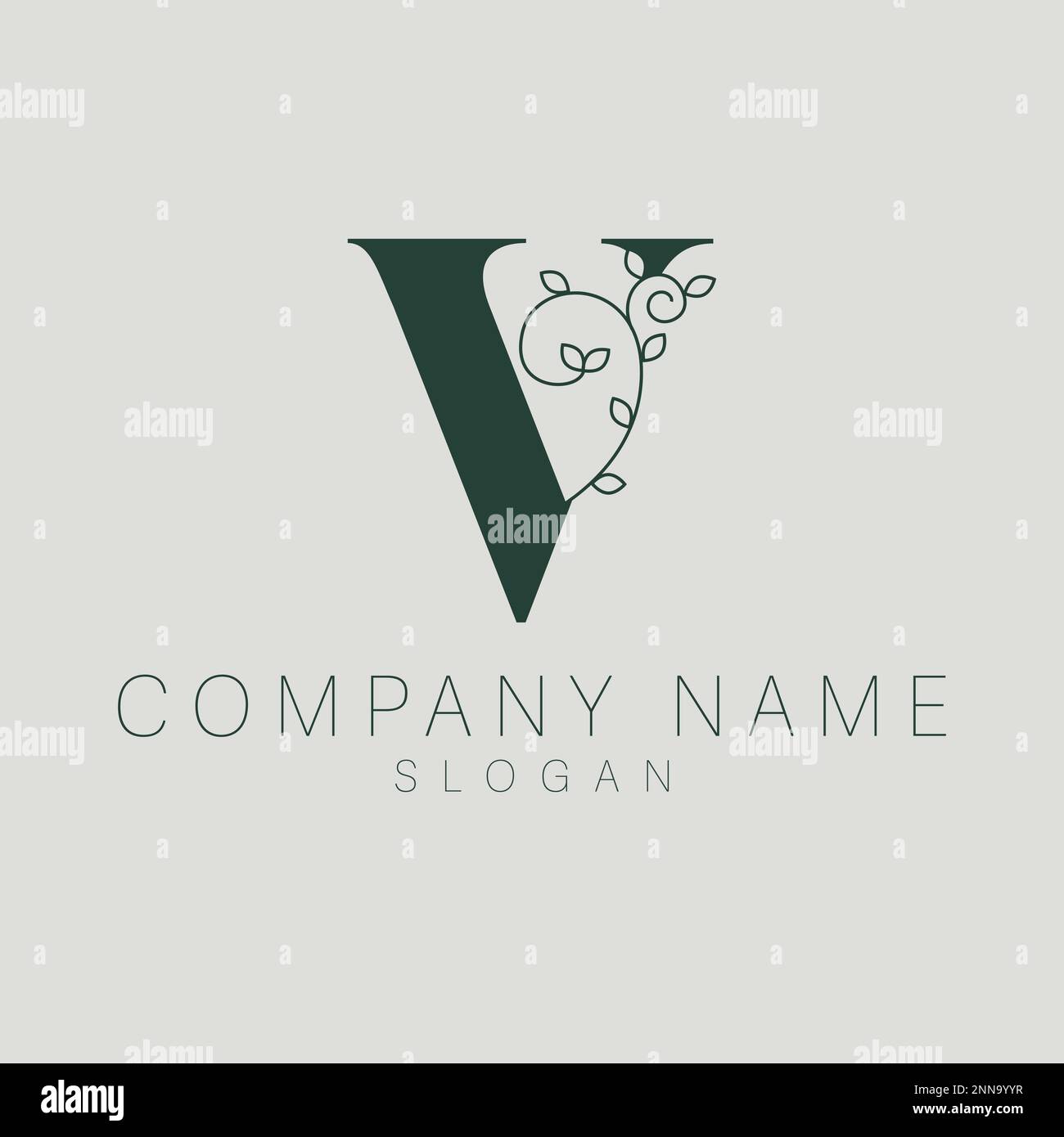 Elegant logo. V letter with leaves nature icon. V monogram logo design ...