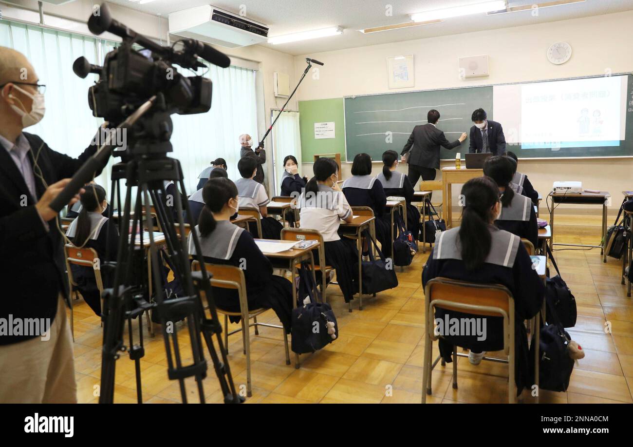 An attorney gives a class of Legal-education to high school students in ...