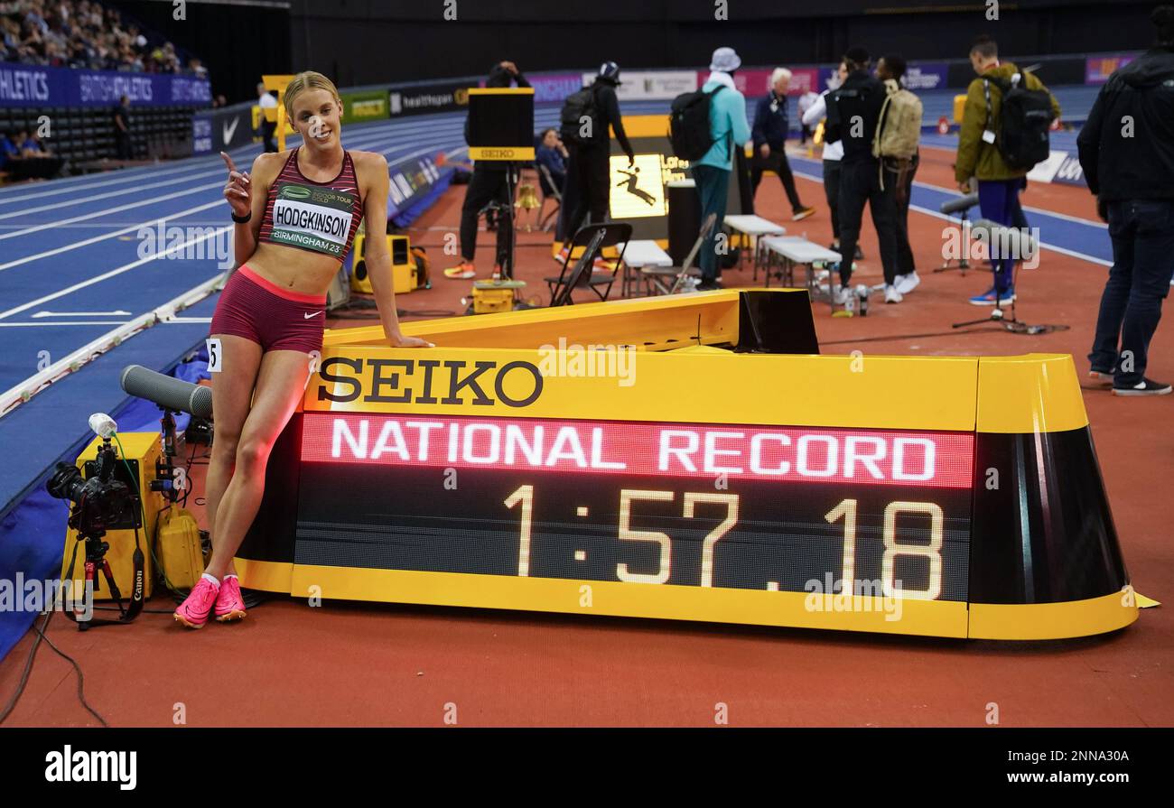 Keely Hodgkinson celebrates winning the Women's 800m Final in a new ...
