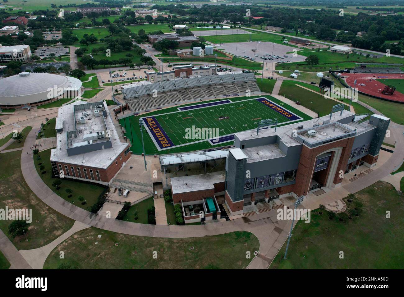 An aerial view of Panther Stadium at Blackshear Field on the campus of ...