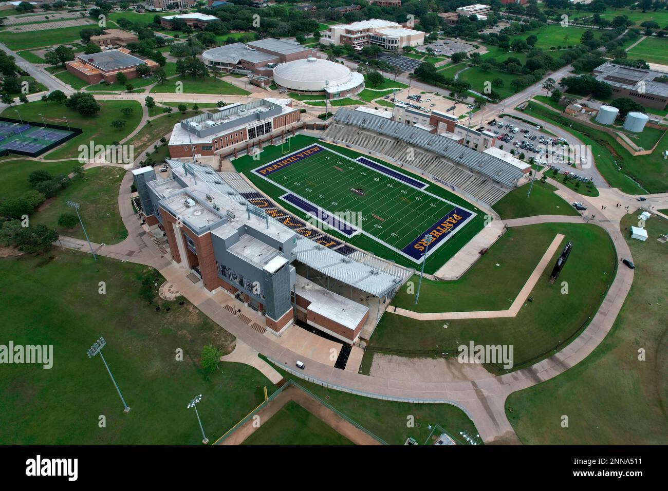 An aerial view of Panther Stadium at Blackshear Field on the campus of ...