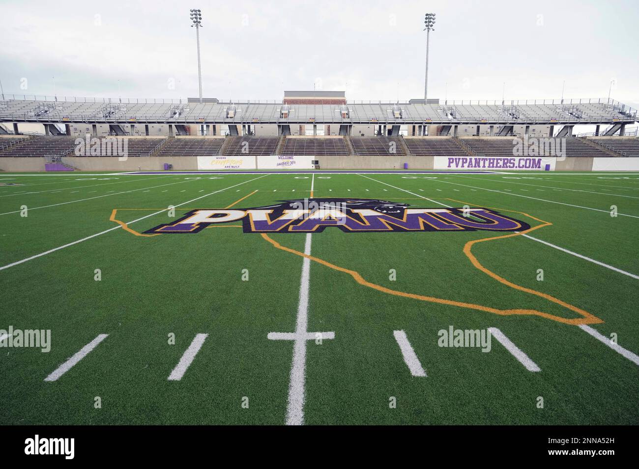 A general view of logo at midfield of Panther Stadium at Blackshear ...