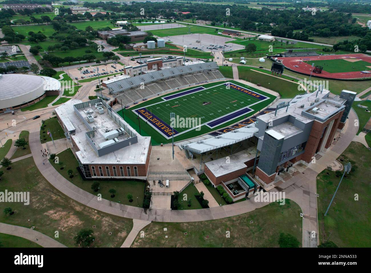 An aerial view of Panther Stadium at Blackshear Field on the campus of ...