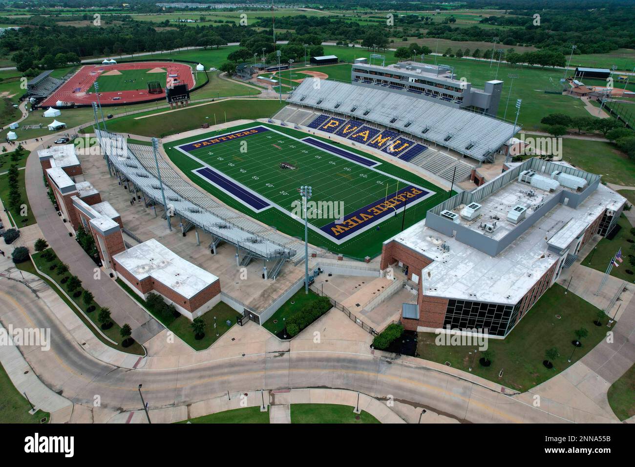 An aerial view of Panther Stadium at Blackshear Field on the campus of ...