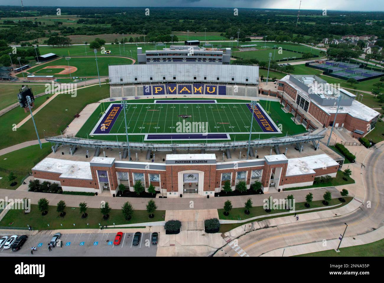 An aerial view of Panther Stadium at Blackshear Field on the campus of ...