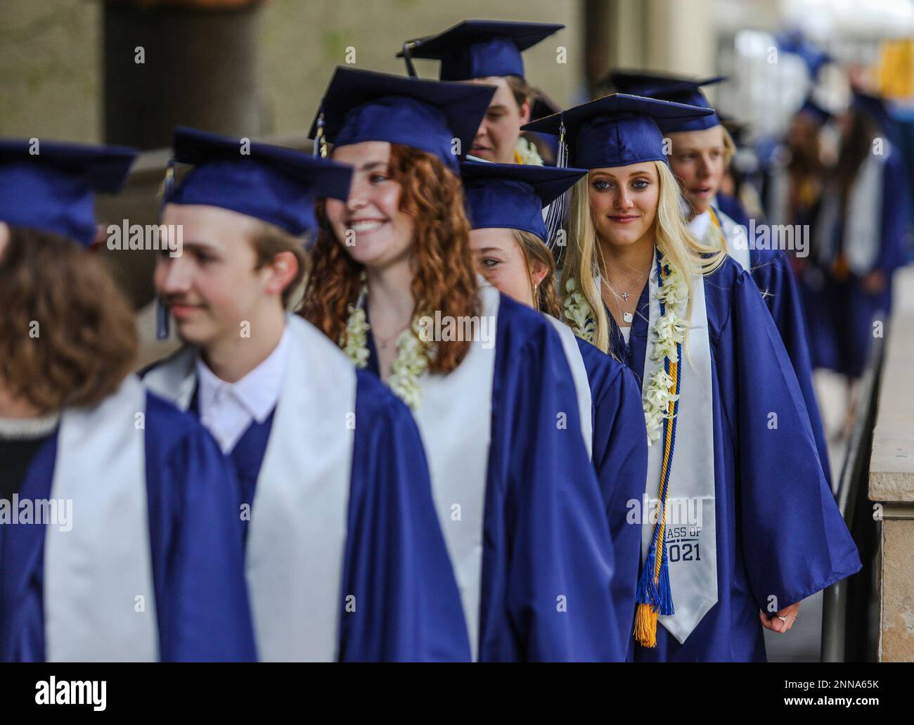 Vail Christian High School Class of 2021 line up before the ...