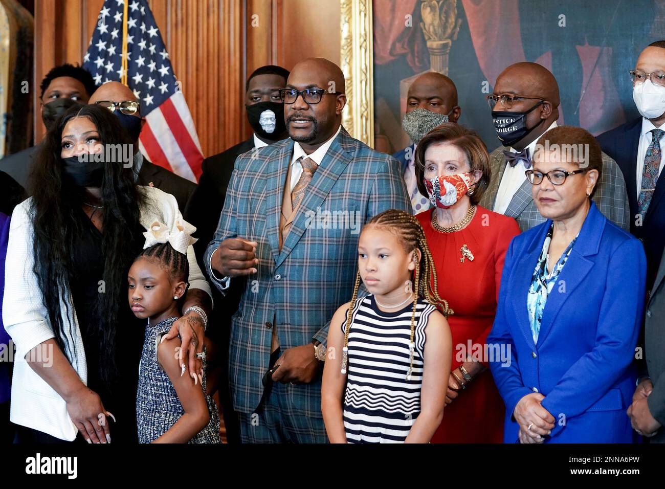 Philonise Floyd, the brother of George Floyd, speaks as he and members ...