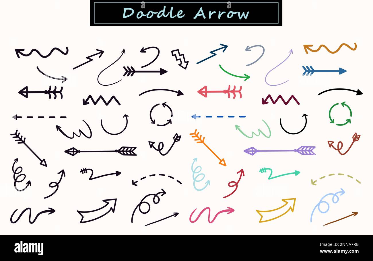 Collection Of Hand Drawn Doodle Arrows. Set Of Arrows Isolated On White ...