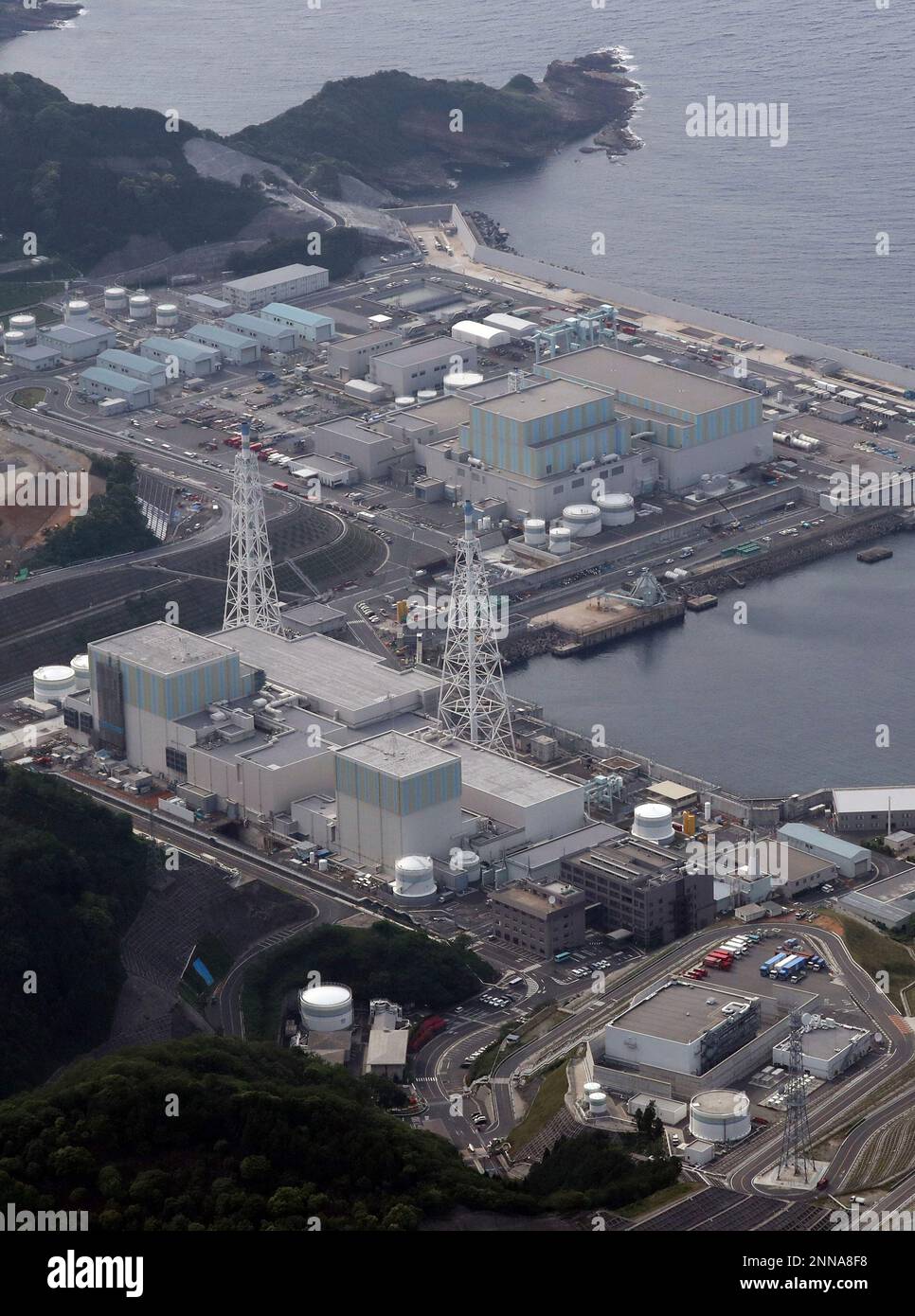 An aerial photo shows Shimane Nuclear Power Station in Matsue Town ...