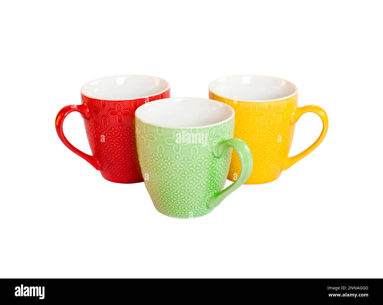 Colorful mugs isolated on white background Stock Photo - Alamy