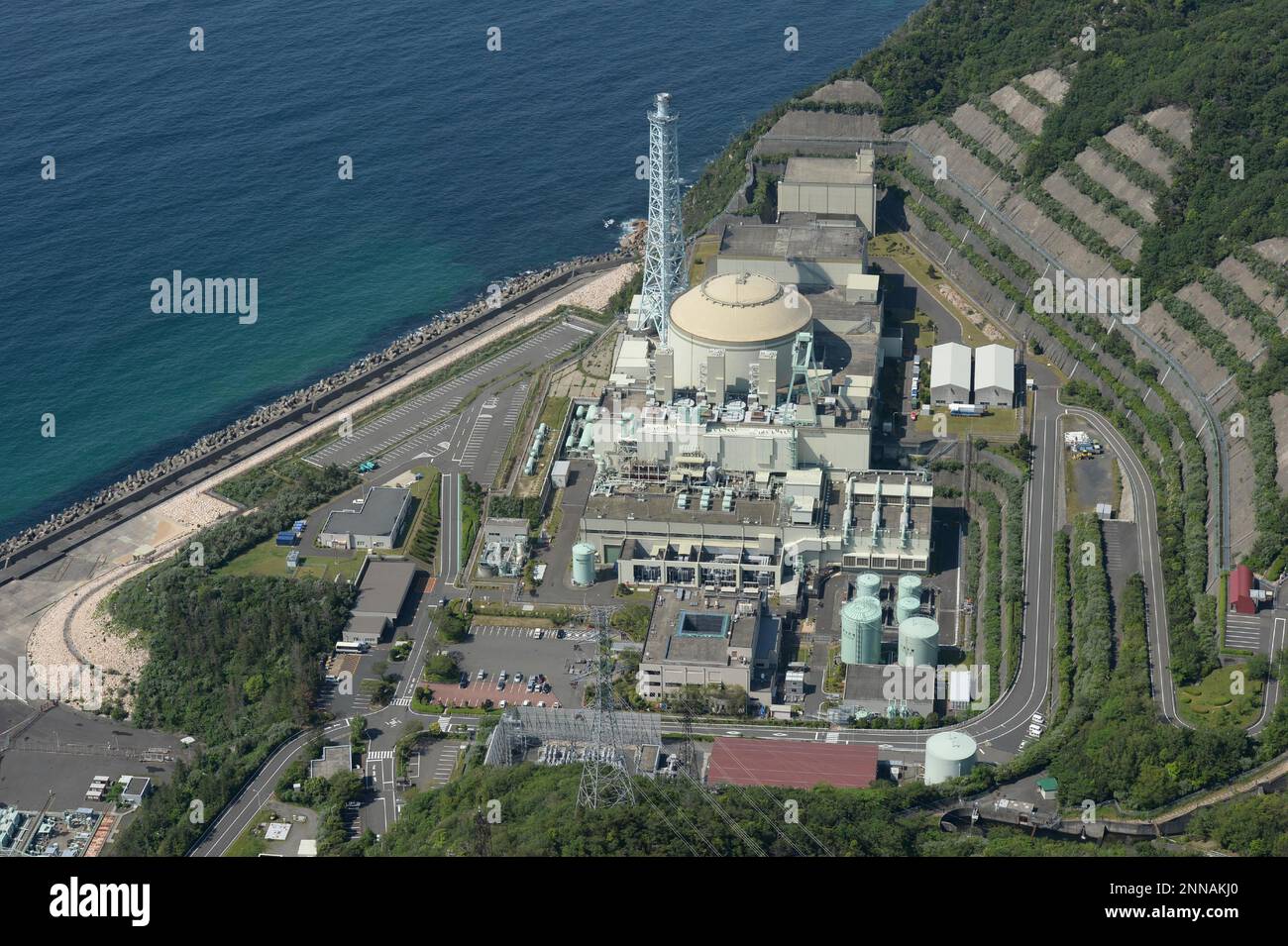 An aerial photo shows MONJU, a fast breeder reactor (FBR), in Tsuruga ...