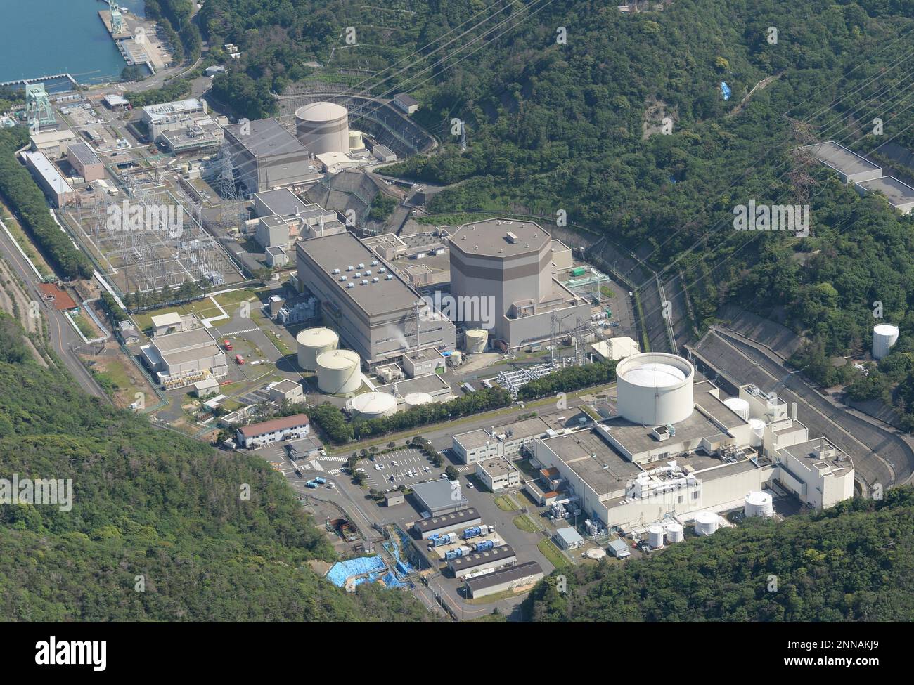 An aerial photo shows (rear to front) No.1 and No.2 and FUGEN, a ...