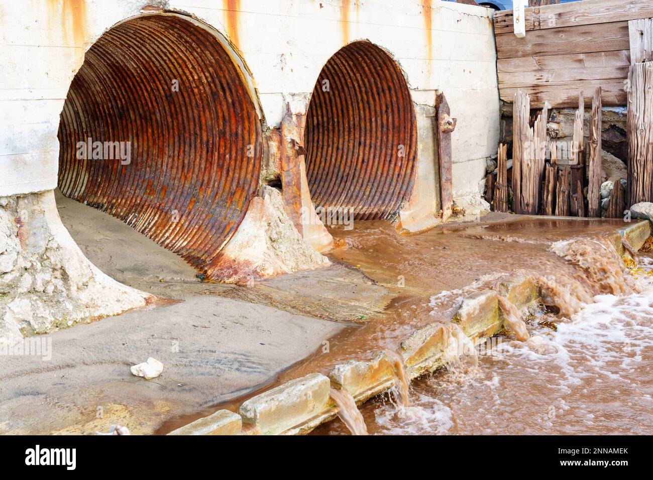 Elements of the Malibu Beach drainage system designed to efficiently ...
