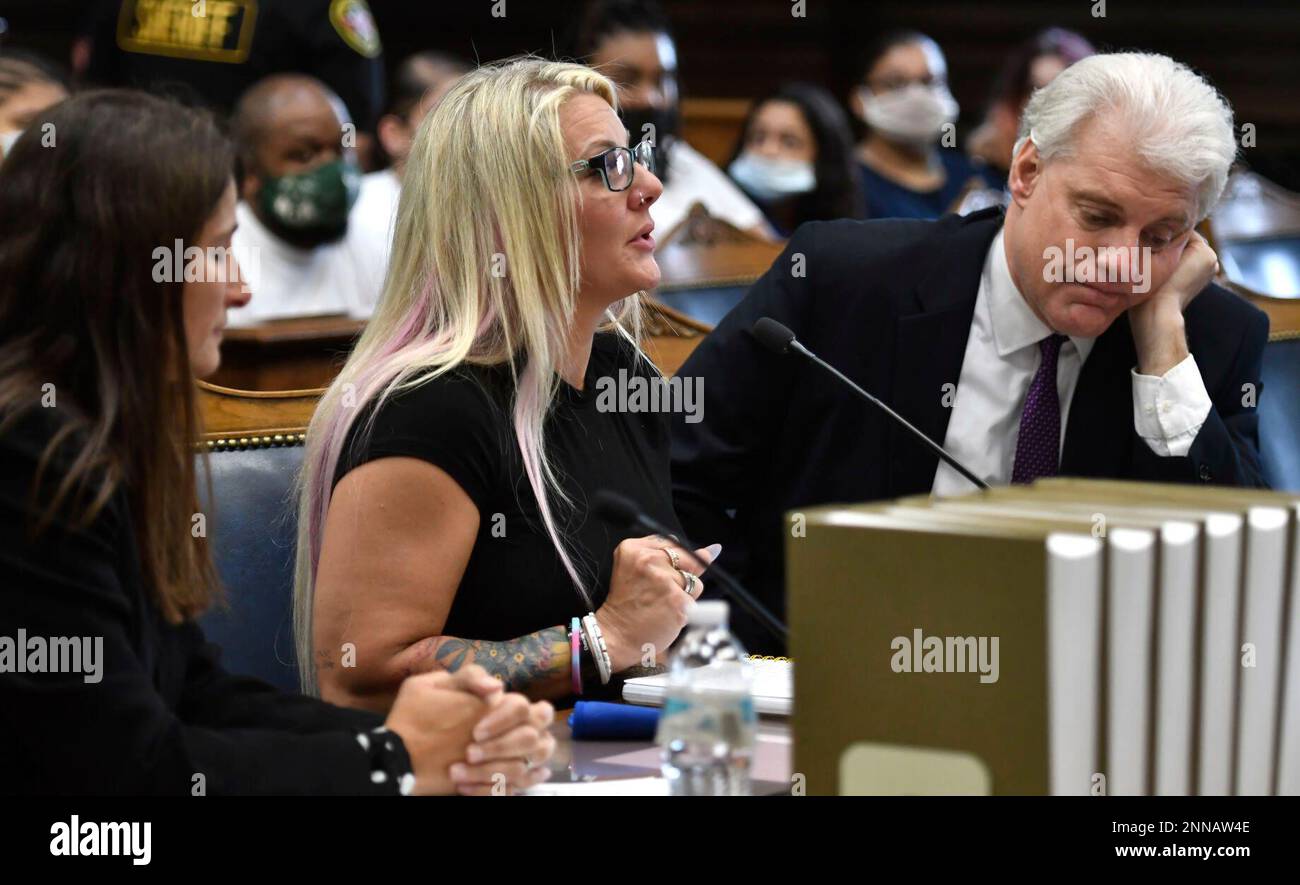 Stephanie Juga, Kaylie Juga's mother, addresses the court during ...