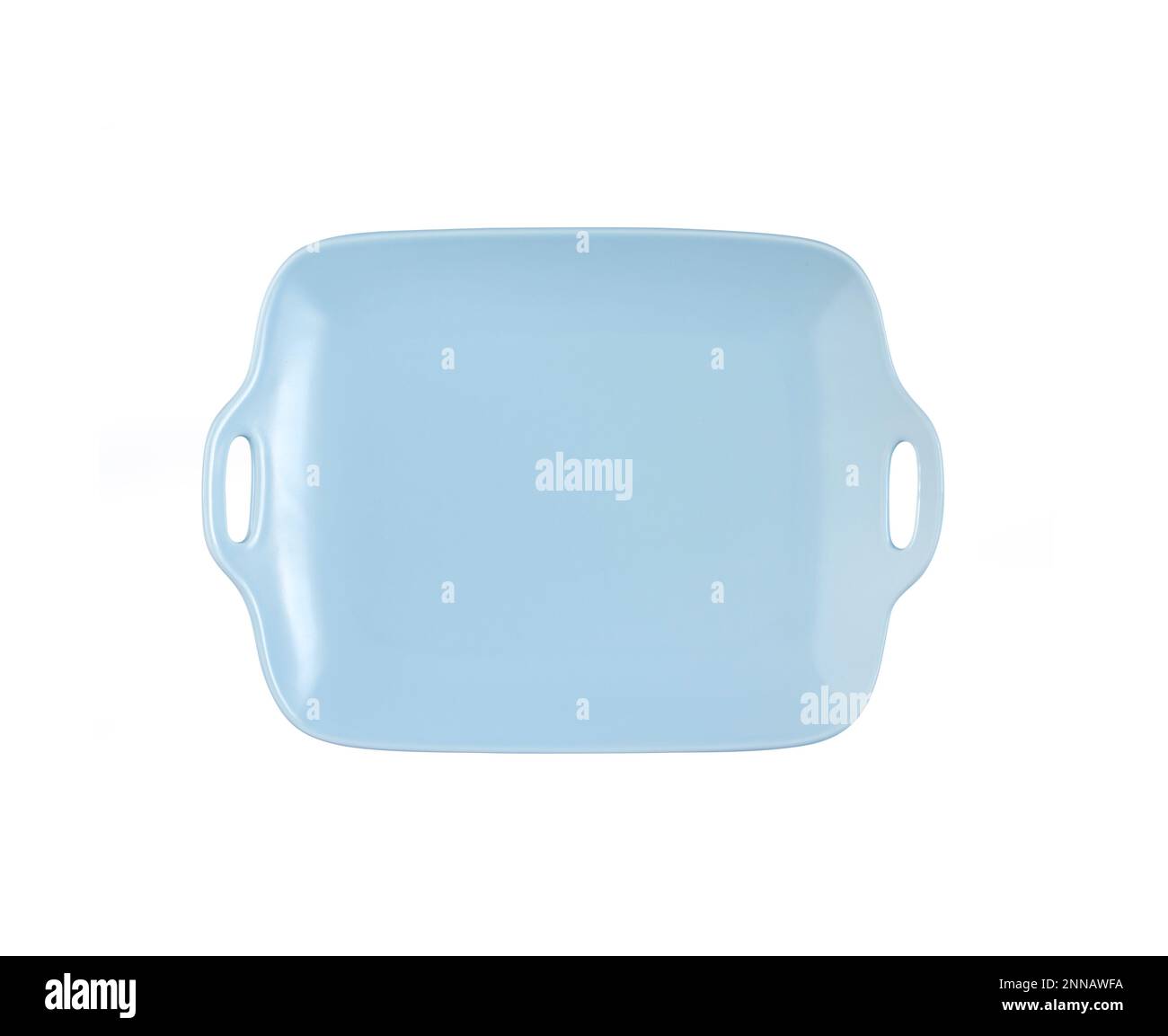 Blue ceramic tray with isolated on white background with clipping path ...