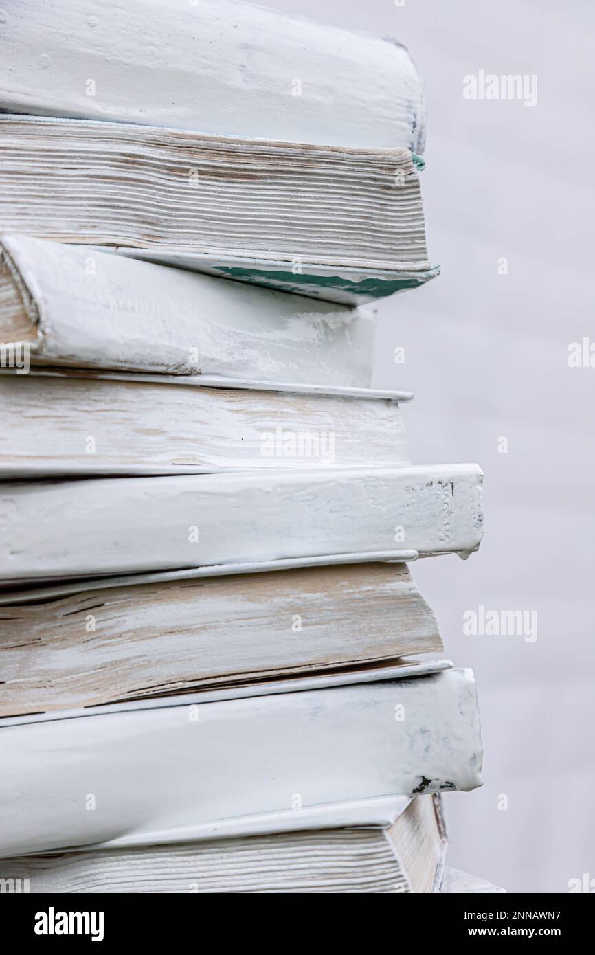 stack of stacked blank books on white background Stock Photo - Alamy