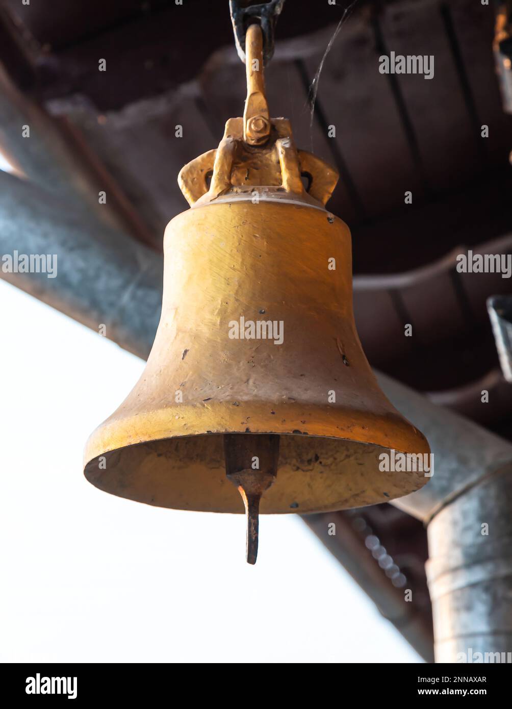 Copper old vintage bell. Decor concept element in the interior of a ...
