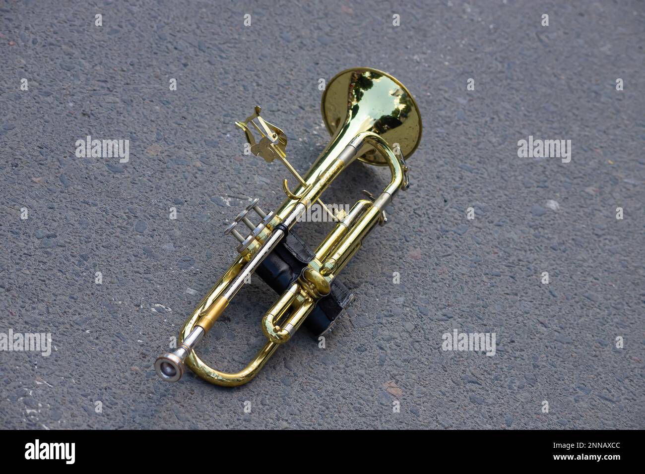 playing a brass instrument. military band performs at the festival ...